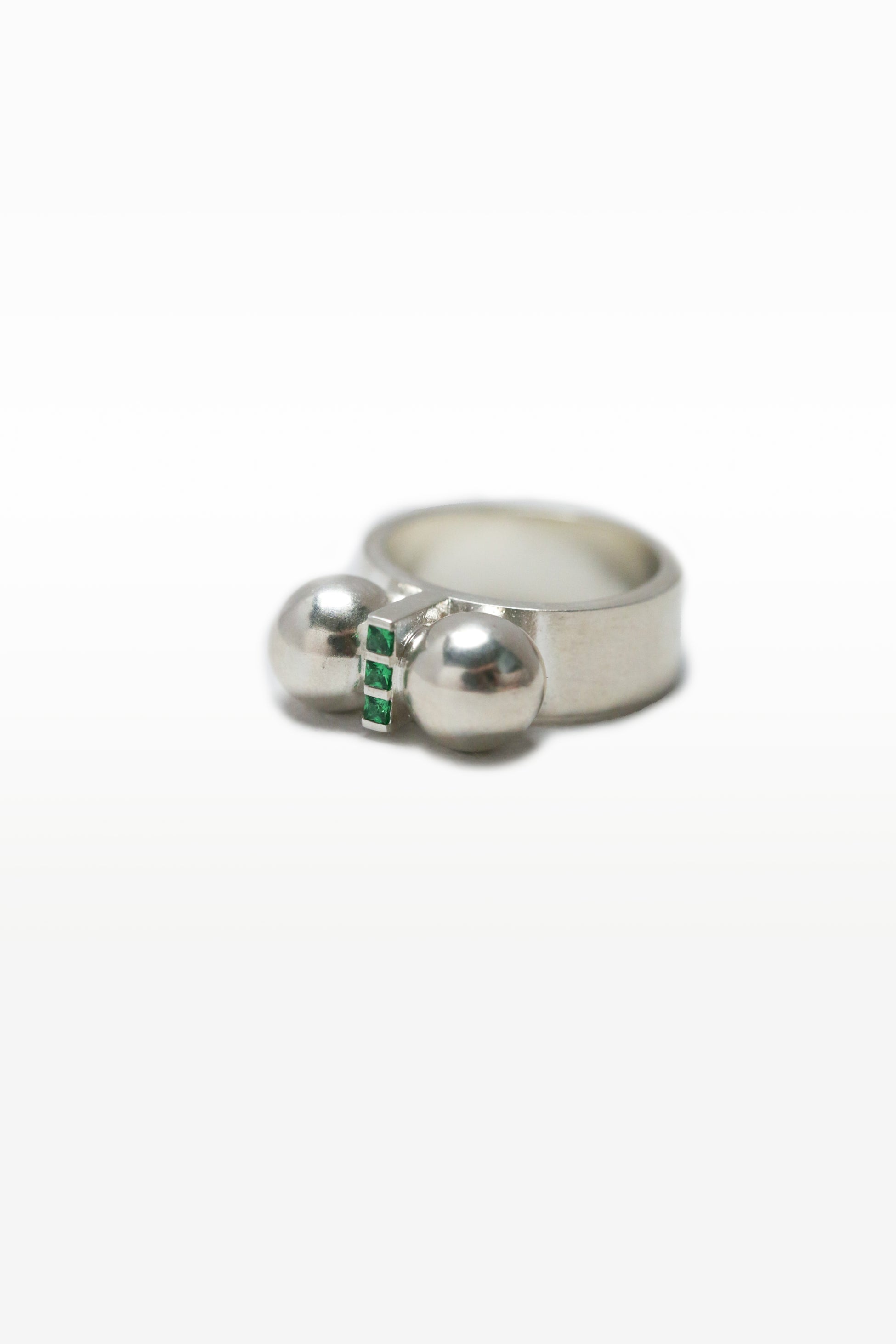 Ball Ring Handmade Sterling Silver with Green Quartz – 67jewelry