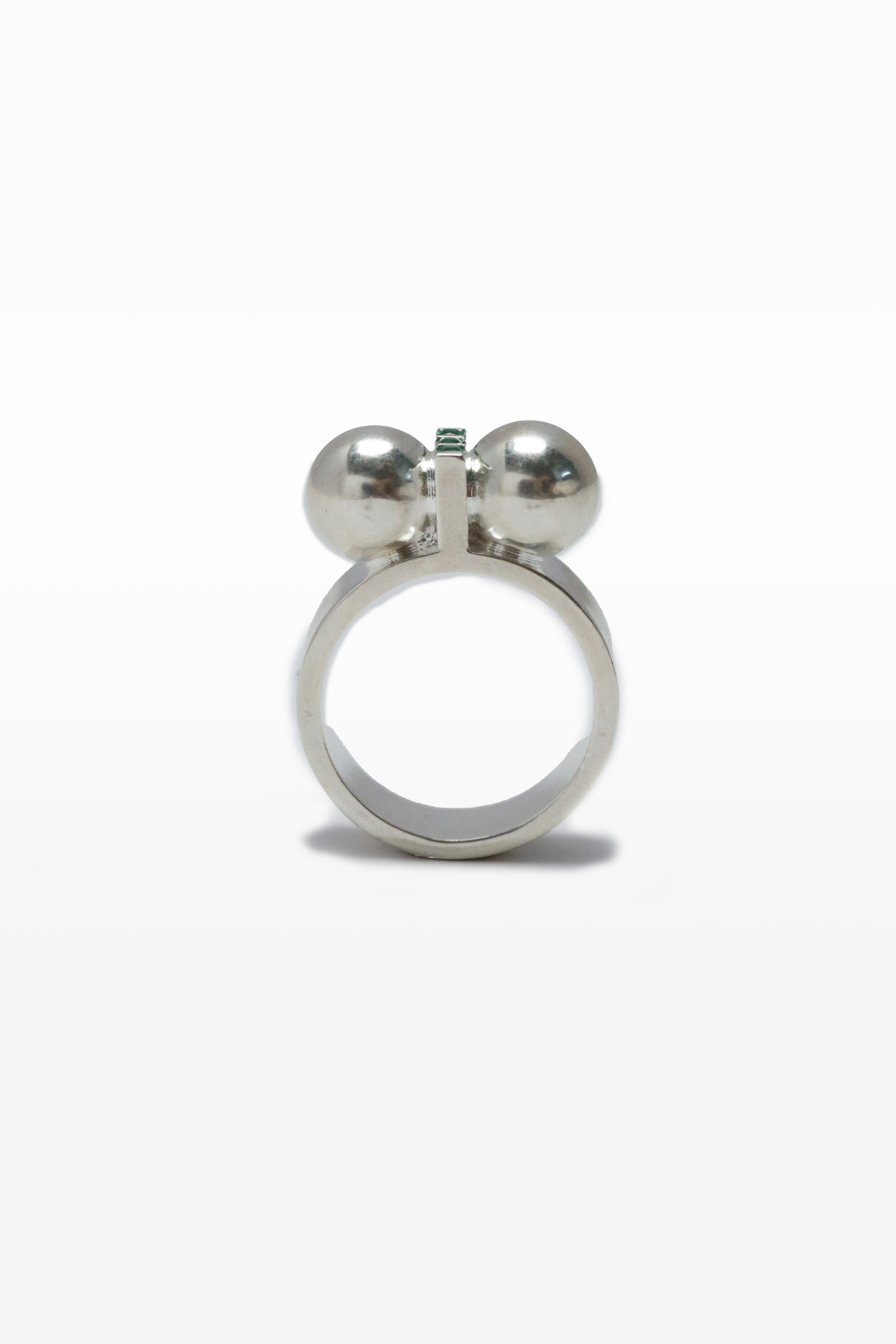 Ball Ring Handmade Sterling Silver with Green Quartz – 67jewelry